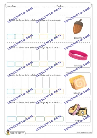 Ficha de adivinar las palabras ocultas (trisílabas) para imprimir ...