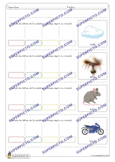 Ficha de adivinar las palabras ocultas (bisílabas) para imprimir ...